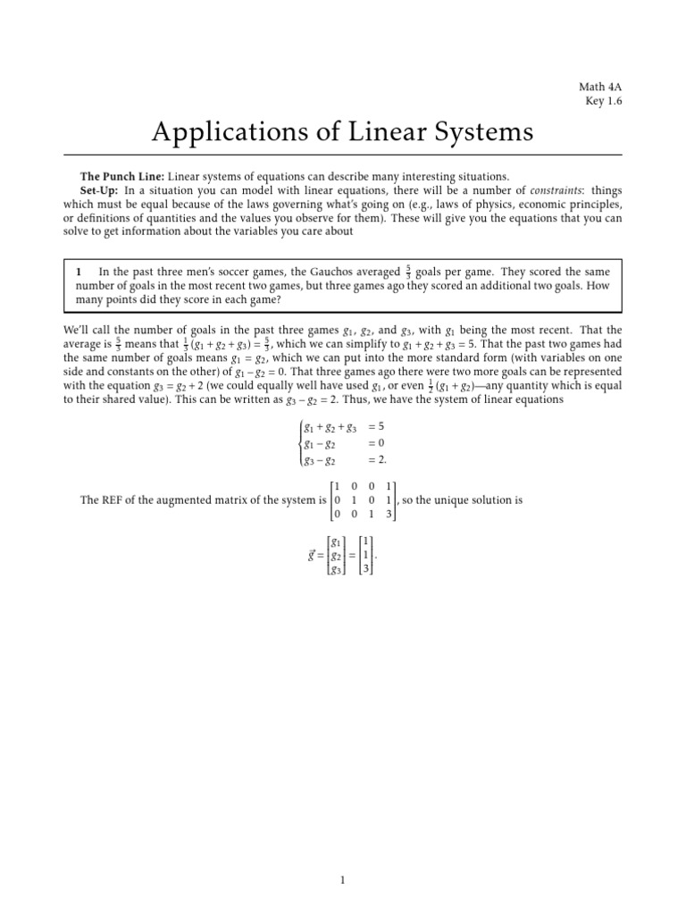 LLM 1 6 Key | PDF | Equations | System Of Linear Equations