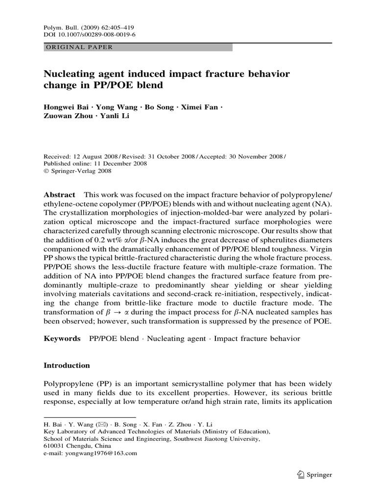 Nucleating Agent Induced Impact Fracture Behavior | PDF | Fracture ...