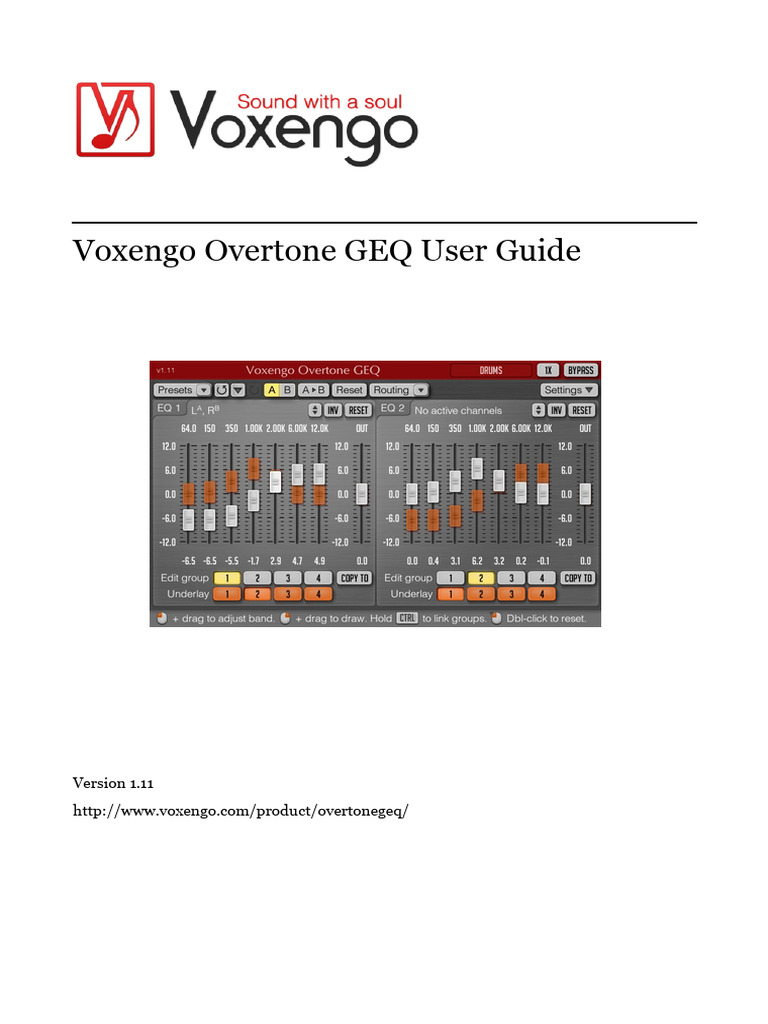 Voxengo Overtone GEQ User Guide en | PDF | Equalization (Audio) | Computer Engineering