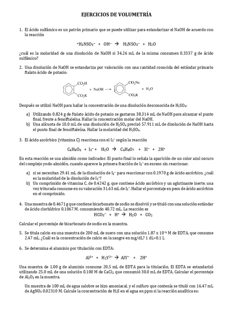 Ejercicios de Volumetría | PDF | Valoración | Química