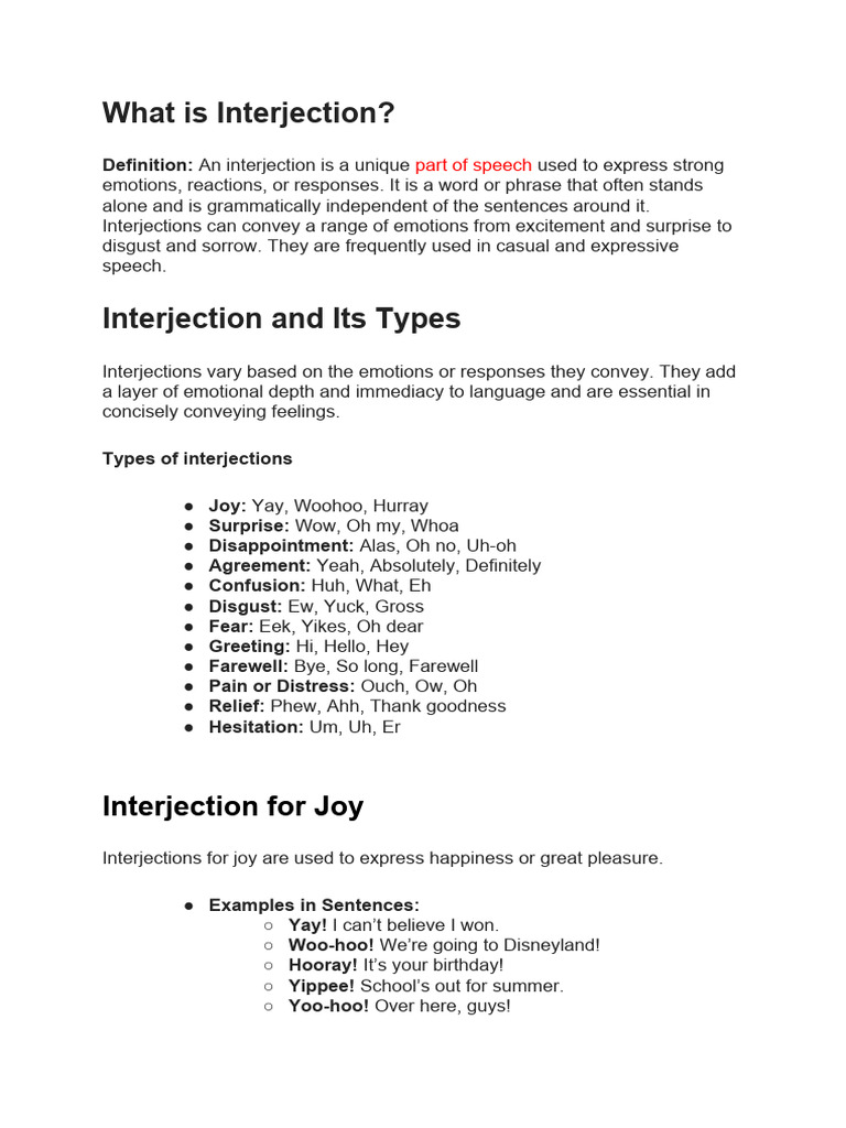 Interjections | PDF | Language Mechanics | Semantic Units