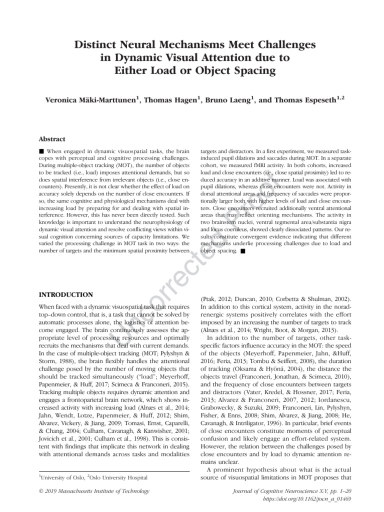 Dynamic Visual Attention due to Either Load or Object Spacing | PDF ...