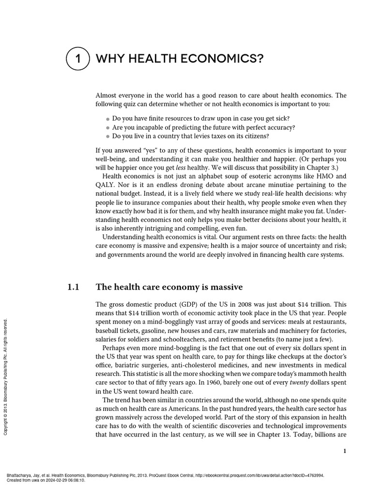 Health Economics - (1. Why Health Economics) | PDF | Health Economics ...