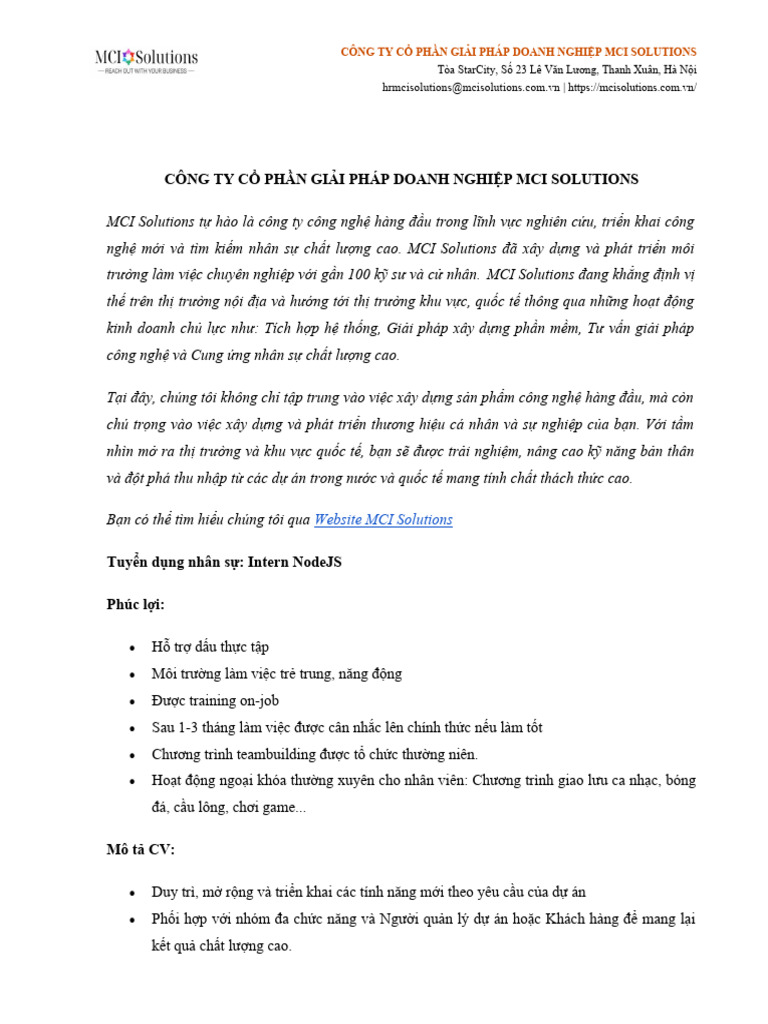 MSB JD Intern Nodejs Developer | PDF