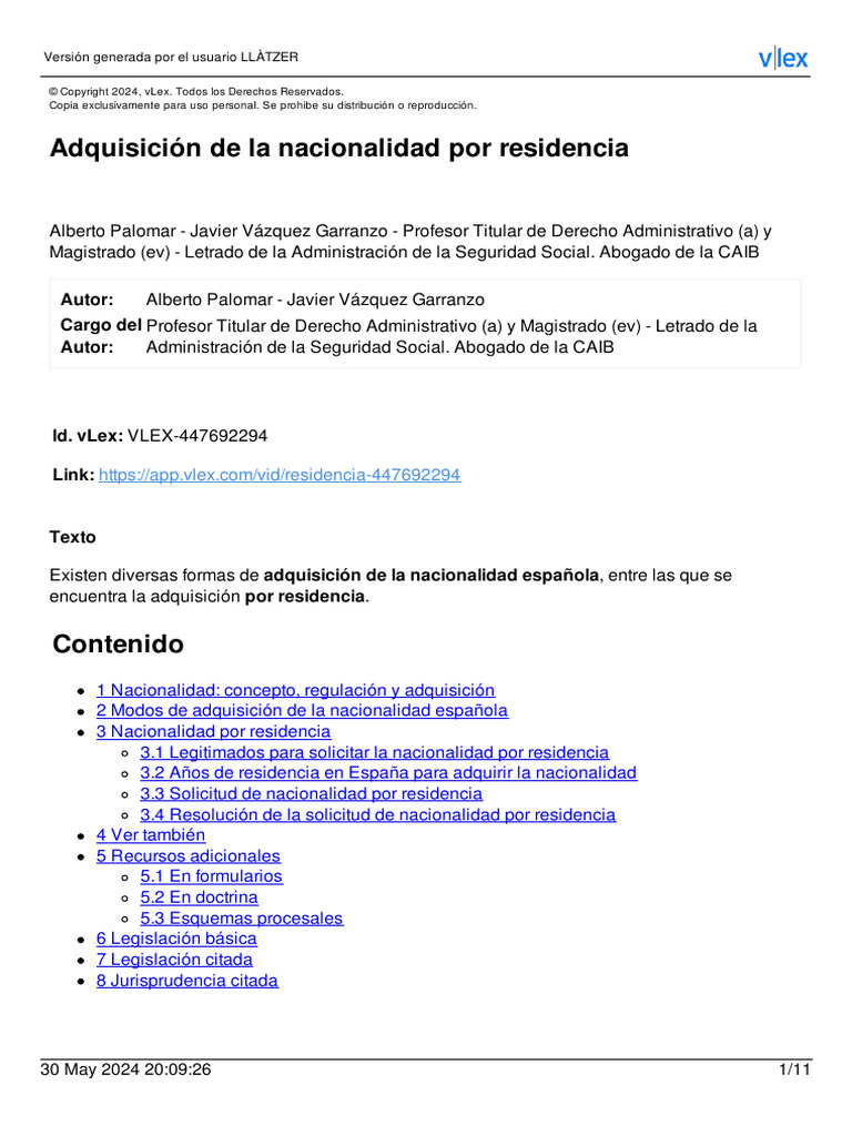 Adquisicin de La Nacionalidad Por Residencia Prcticos Es | PDF ... Adquisicin de La Nacionalidad Por Residencia Prcticos Es | PDF ...
