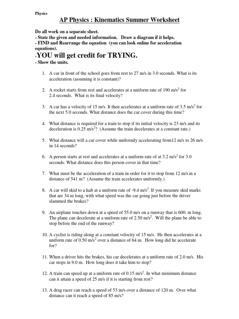 Rising AP Physics SUMMER Packet | PDF