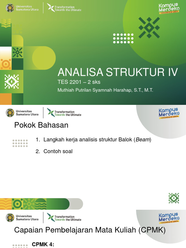 BEAM Metode Matriks Kekakuan Full | PDF | Metode & Bahan Ajar | Sains & Matematika