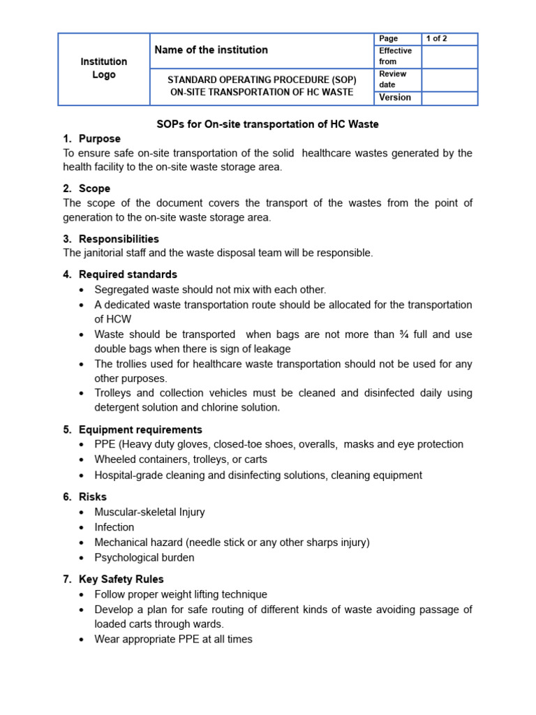 Onsite Transportation of Waste | PDF | Safety