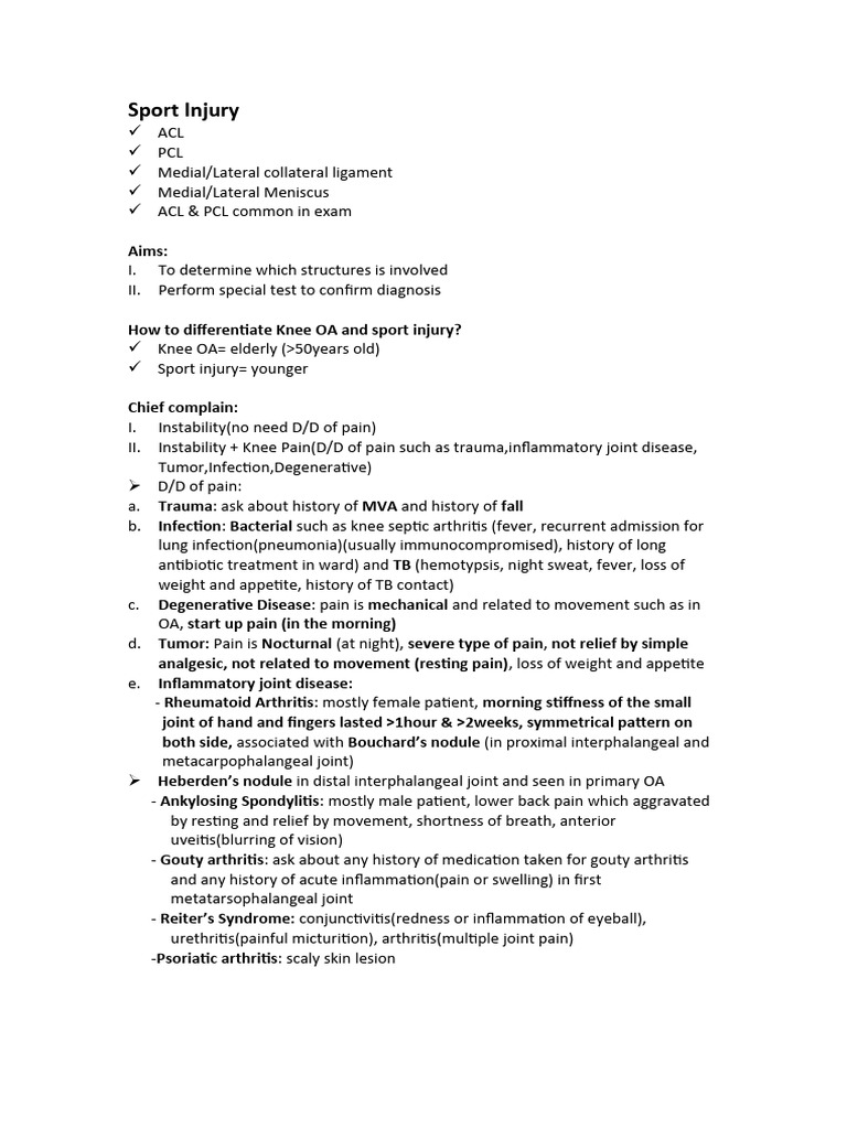 Sport Injury | PDF | Knee | Musculoskeletal System