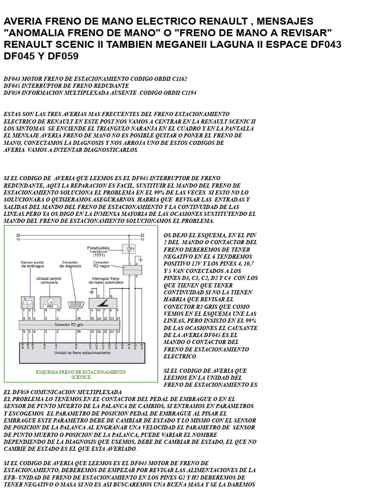 BLOG DE AYUDA ELECTRO - MECANICA_ AVERIA FRENO DE MANO ELECTRICO RENAULT , MENSAJES _ANOMALIA ...