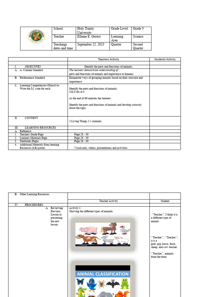Detailed Lesson Plan | PDF | Learning | Lesson Plan