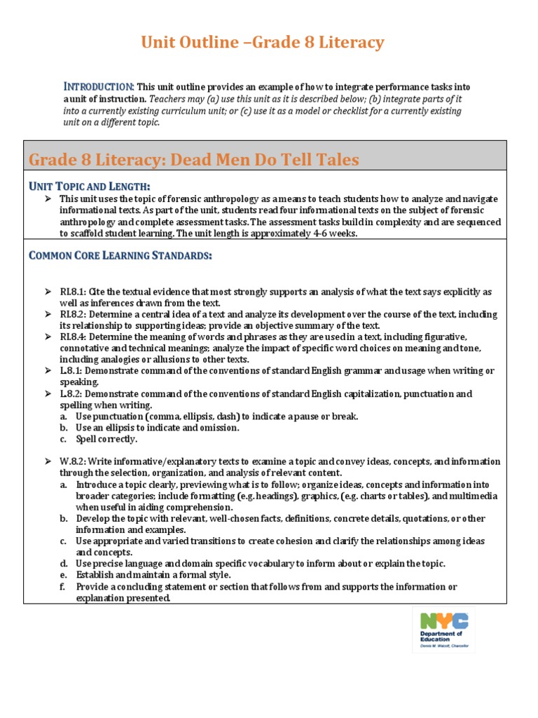 Grade Forensic Anthropology Unit Outline | PDF | Forensic Science ...