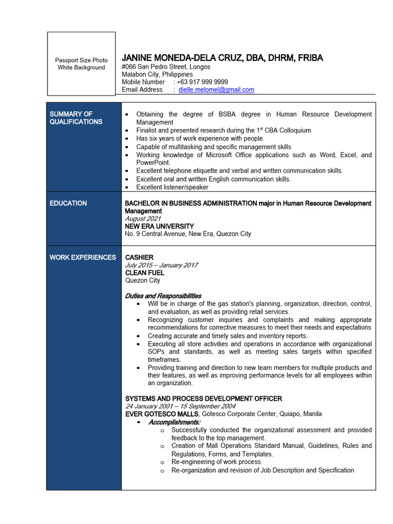 CBA-Sample-Resume-Template (1) | Download Free PDF | Business