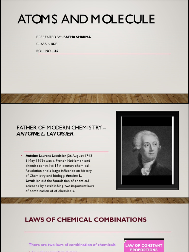 Atoms and Molecules Class IX Science Presentation | PDF
