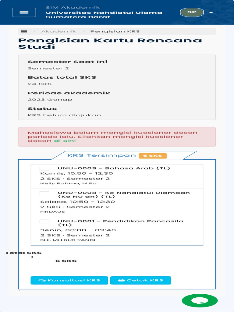 Pengisian Kartu Rencana Studi | PDF