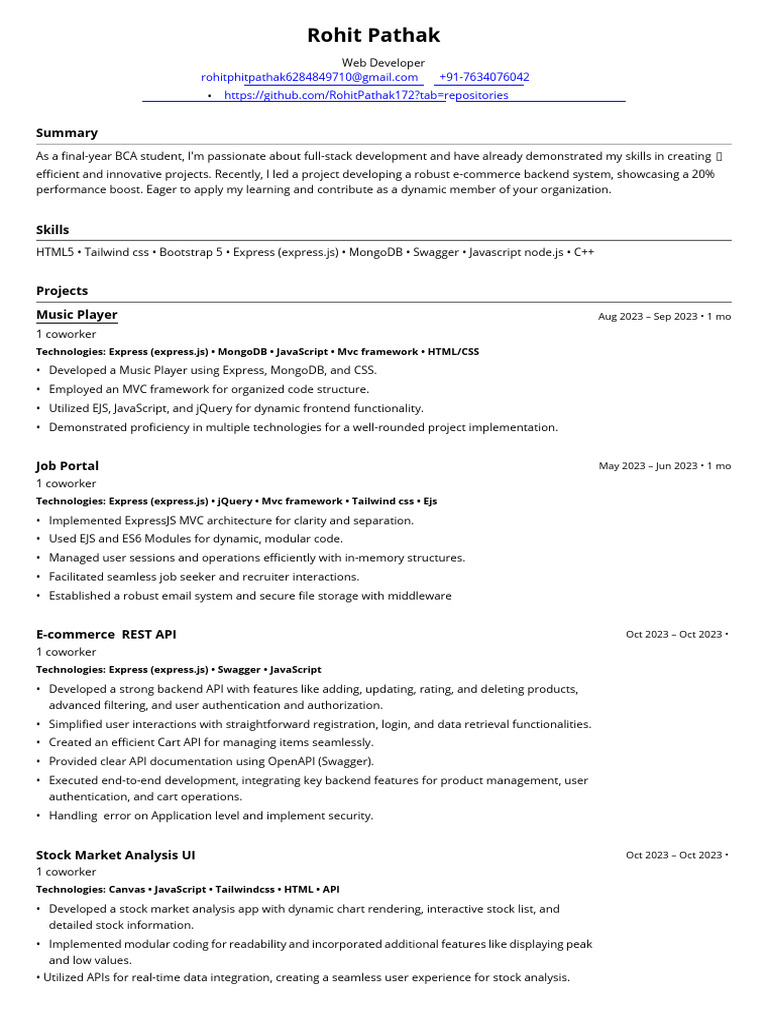 rohit_resume (1) | Download Free PDF | Java Script | J Query
