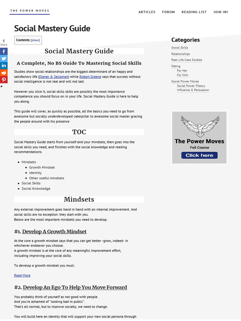 social mastery guide - the power moves | PDF | Mindset | Behavior Modification