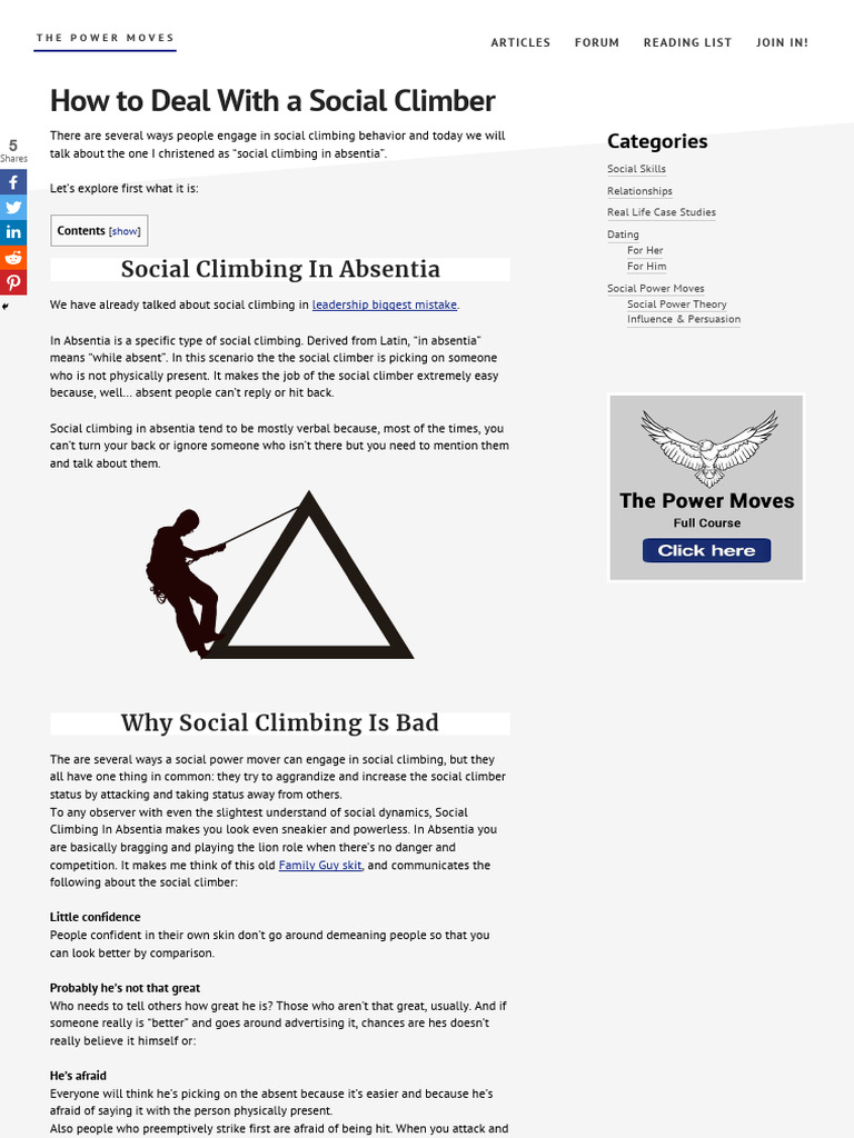 How To Deal With A Social Climber - The Power Moves | PDF | Power ...
