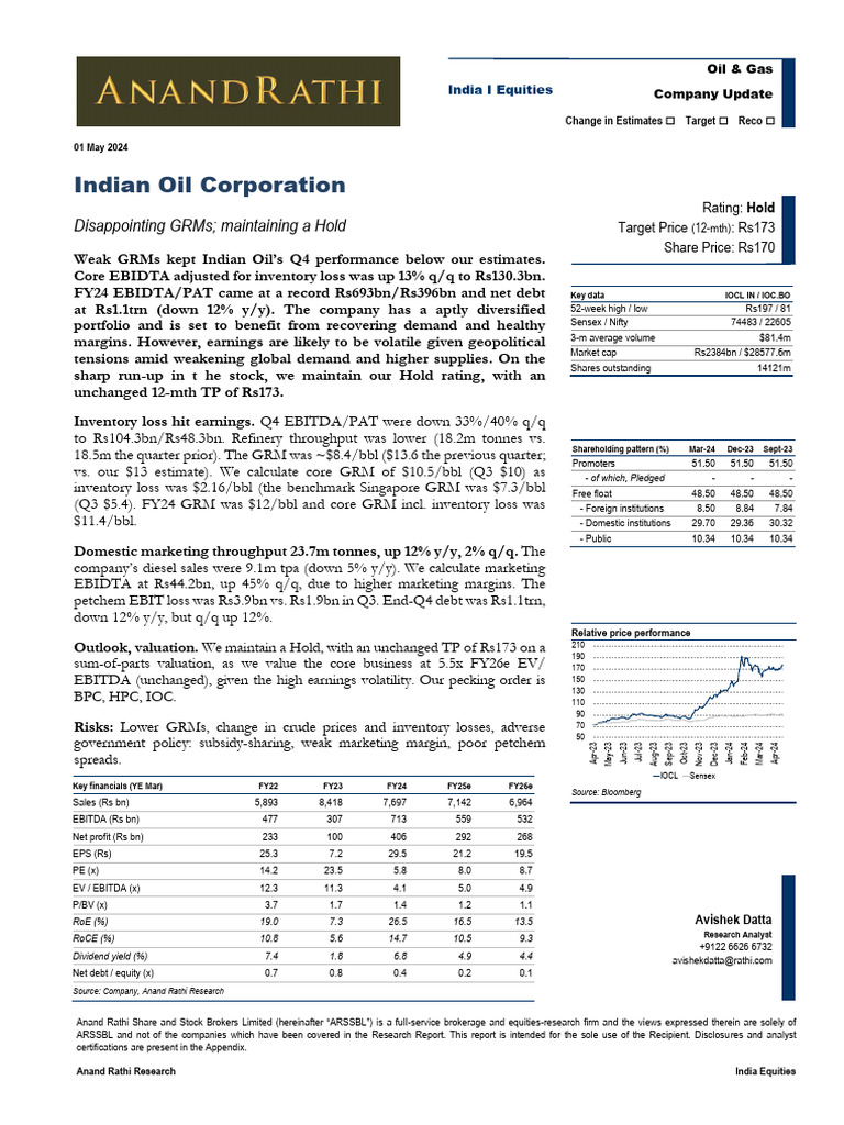 Anand Rathi Financial Services Limited Research Division - Indian Oil ...