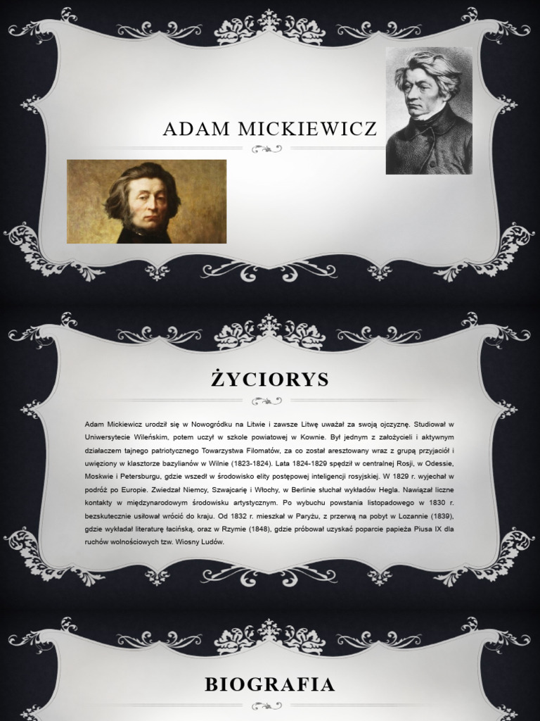 Adam Mickiewicz Prezentacja | PDF