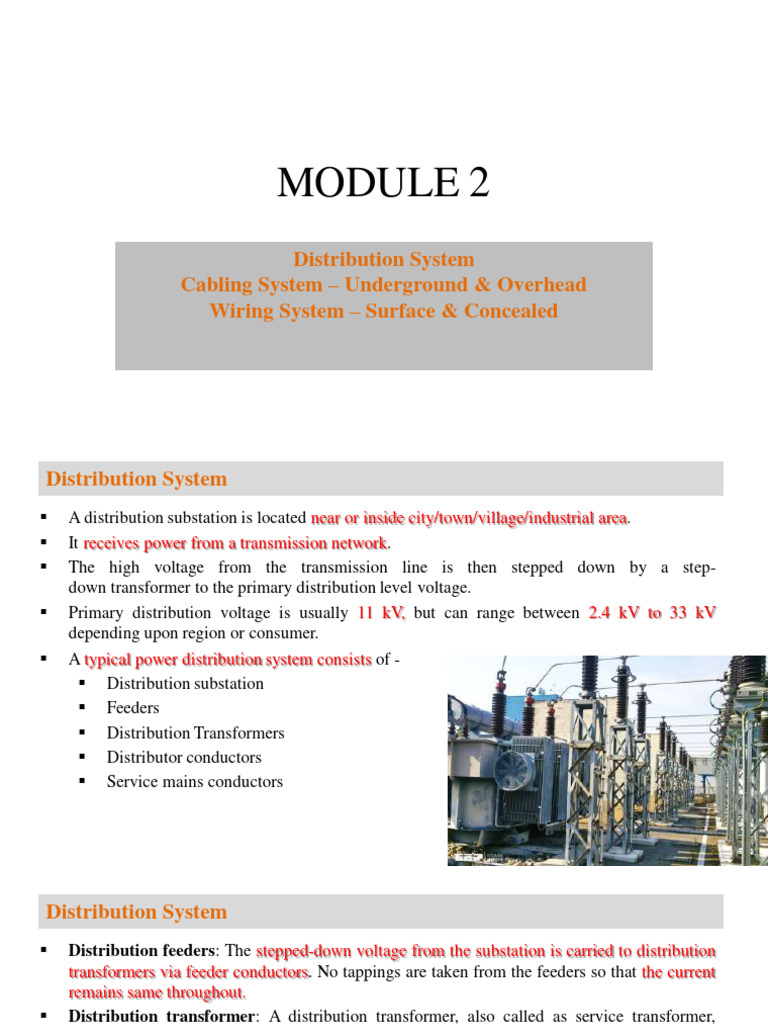 Distribution System Cabling System - Underground & Overhead Wiring ...