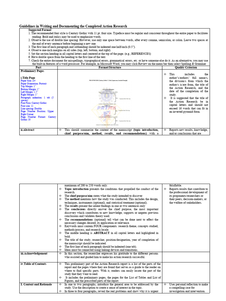 Guidelines in Writing and Documenting Action and Basic Research | PDF ...