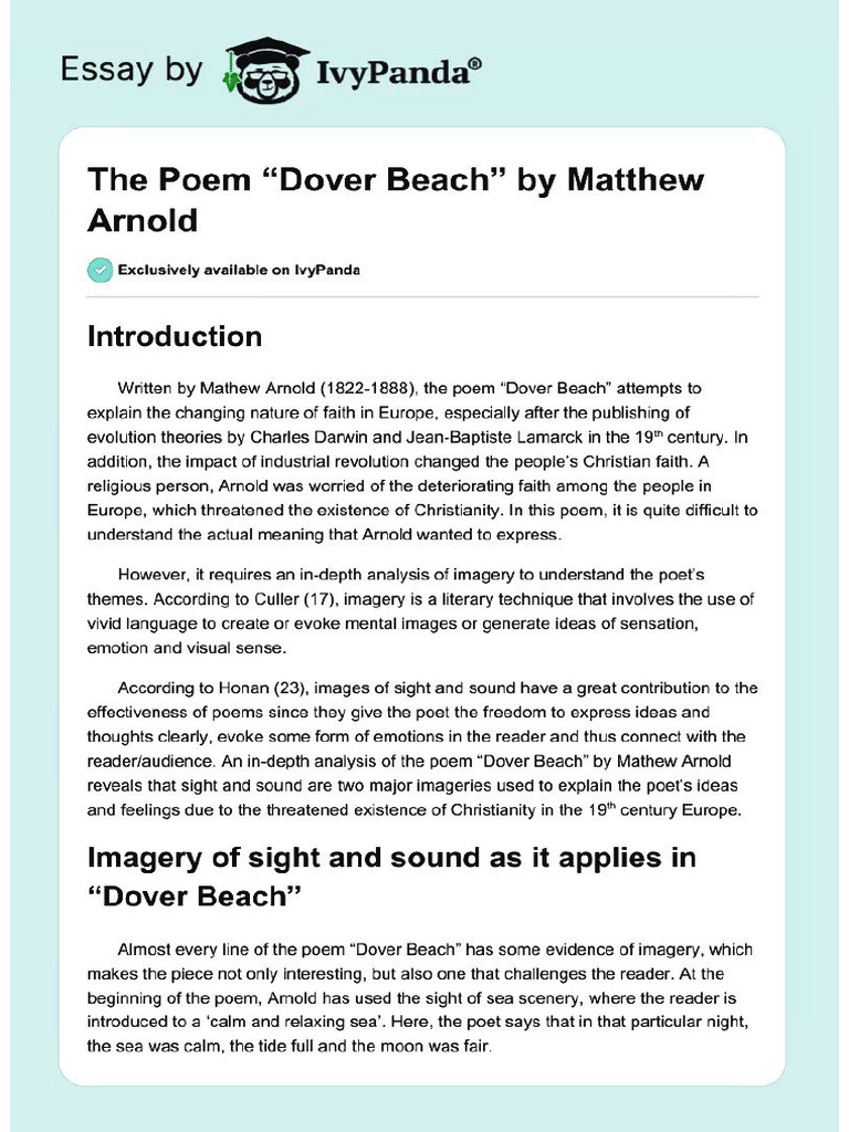 Dover Beach by Matthew Arnold | PDF
