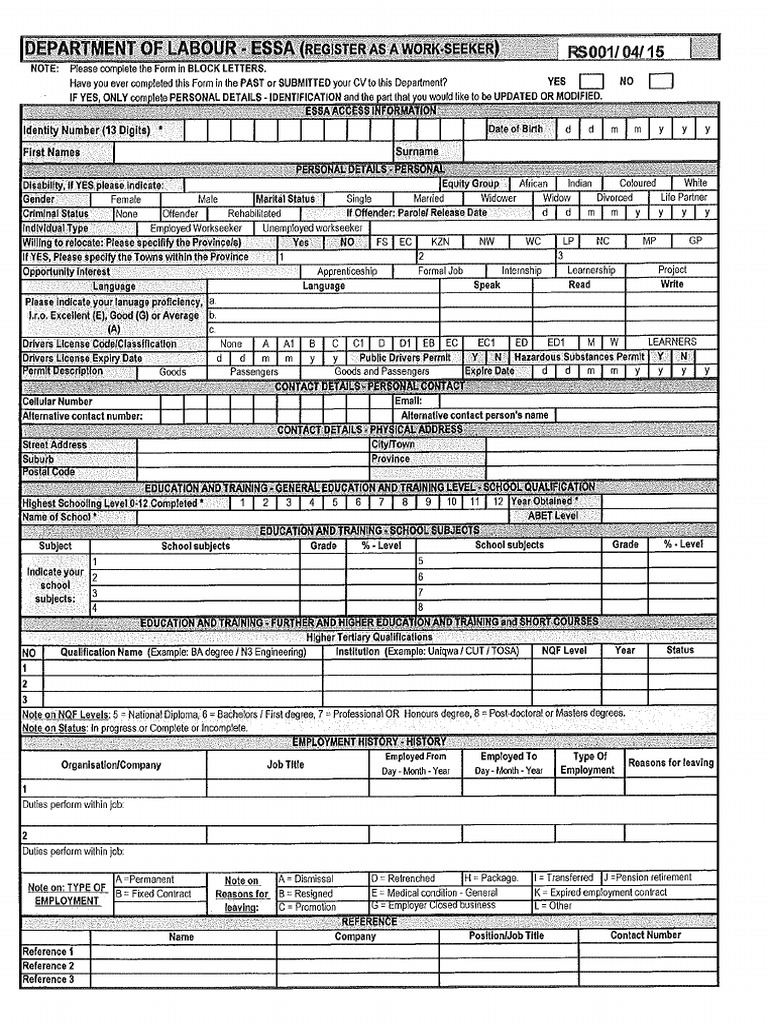Labour Activation Application Form | PDF