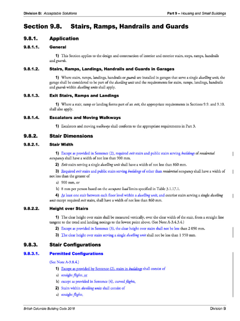 PART 9 - Stairs, Ramps, Handrails and Guards | PDF