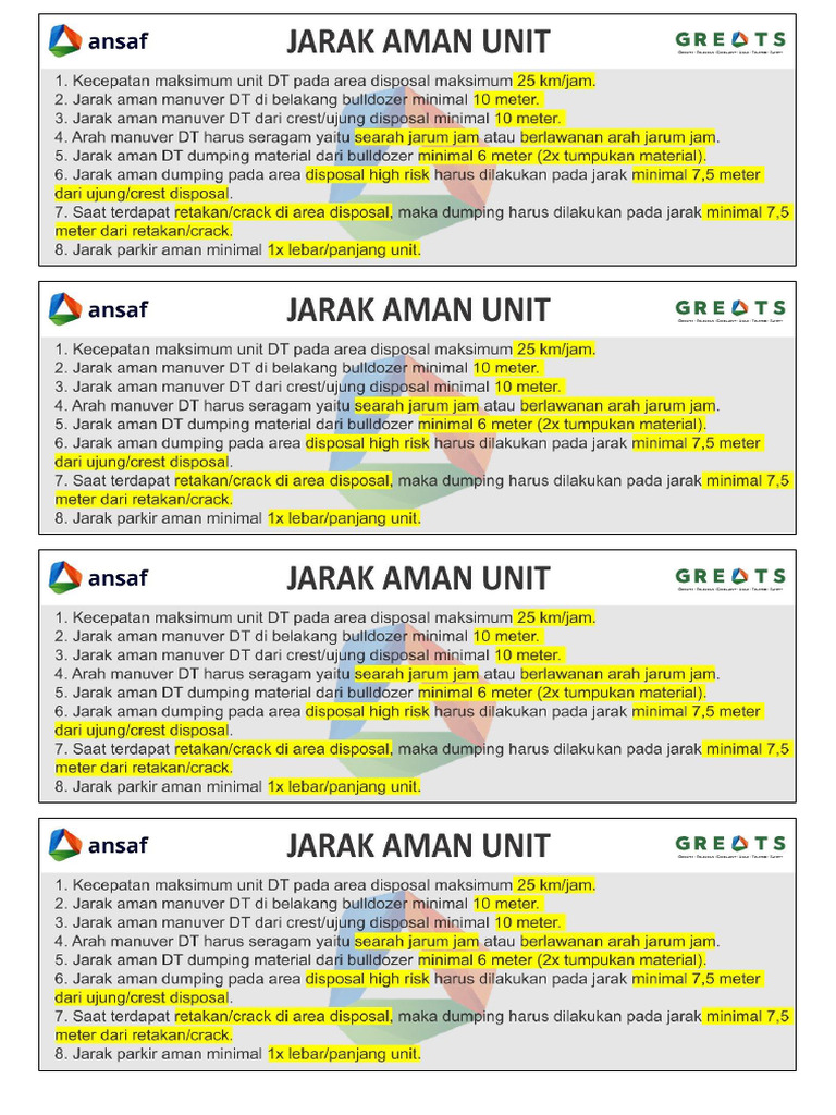 Jarak Aman Unit | PDF