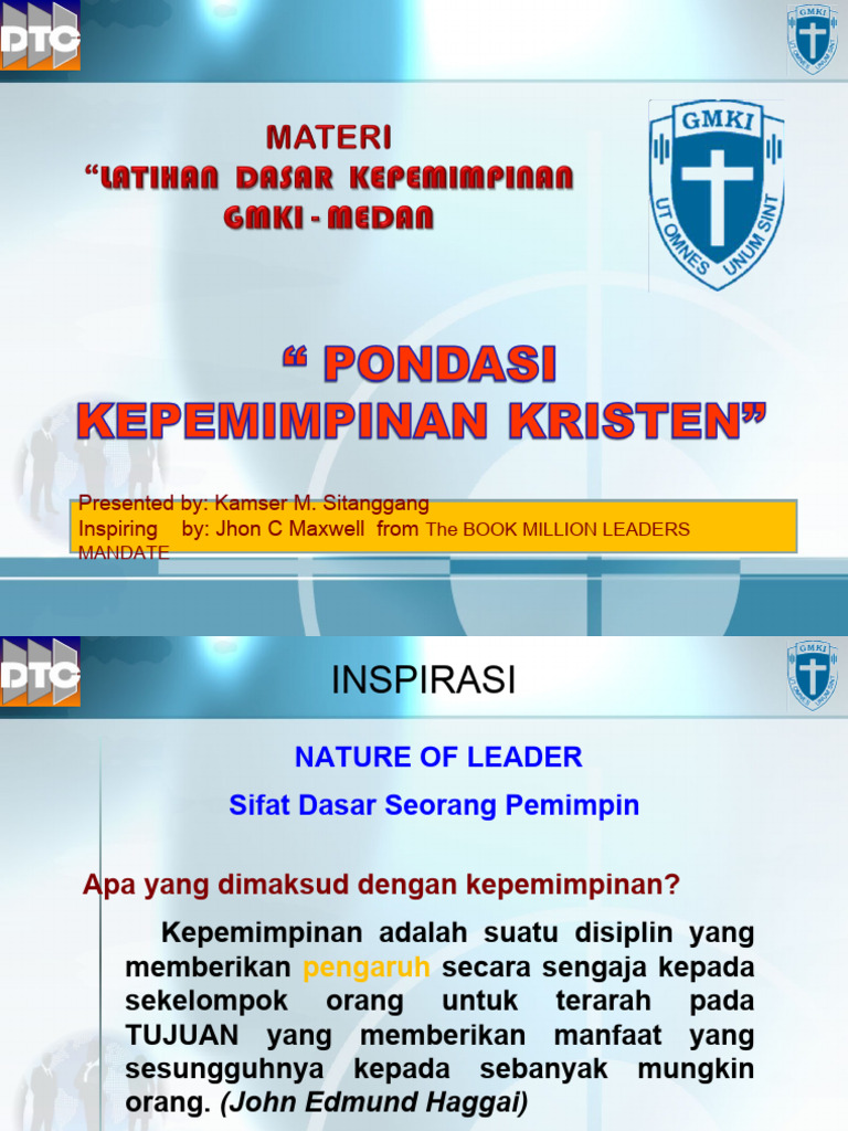 Pondasi Kememimpinan Kristen (Materi LDK GMKI) | PDF