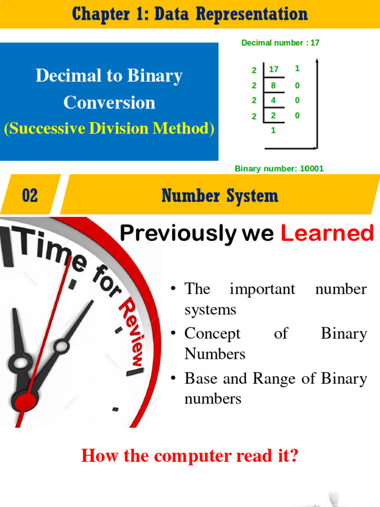 1 Data Representation - L2 - Decimal To Binary Conversion Division | PDF | Computer Architecture ...