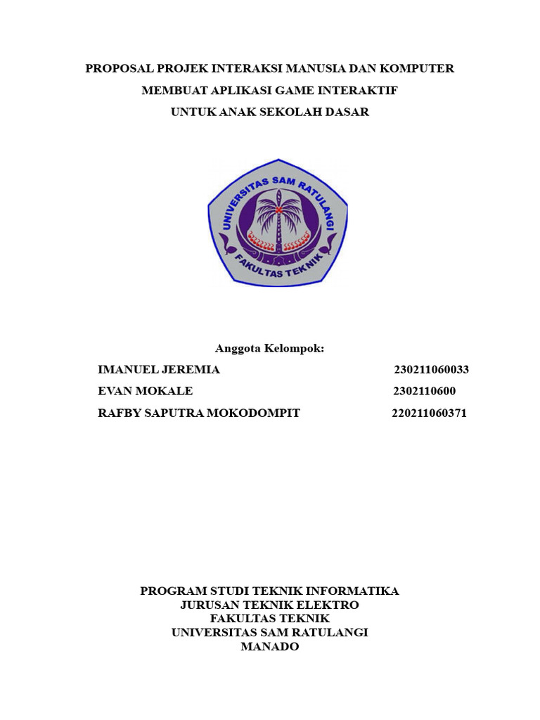 PROPOSAL PROJEK INTERAKSI MANUSIA DAN KOMPUTER (Revisi | PDF