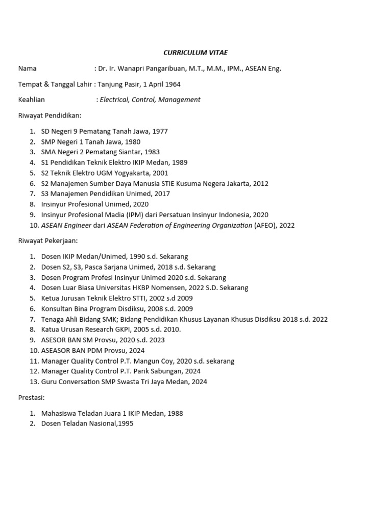 Curriculum Vitae - 2024 | PDF