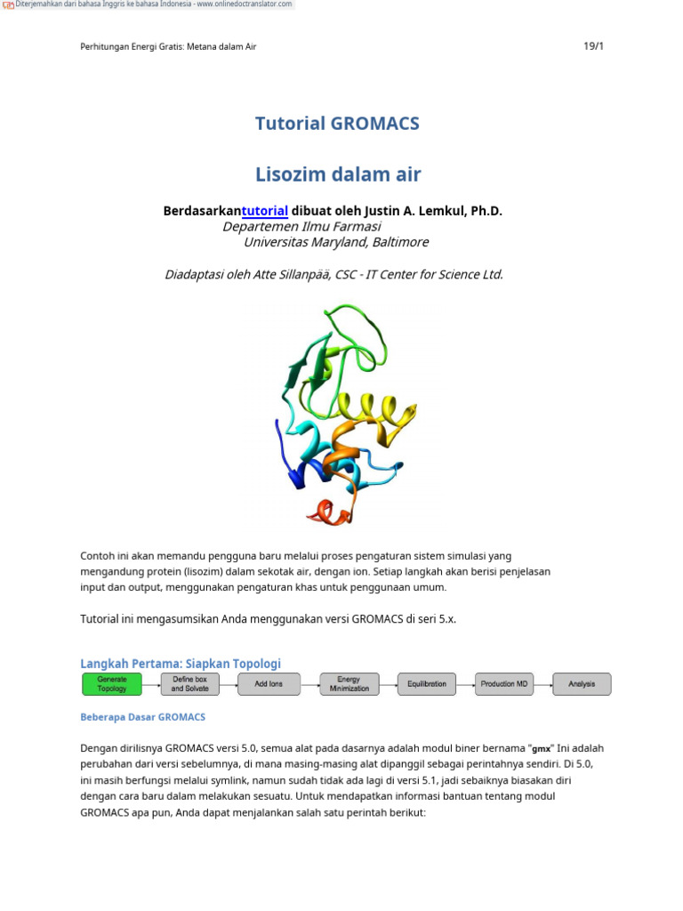 Tutorial Simulasi GROMACS | PDF | Sains & Matematika