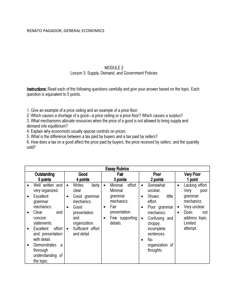 MODULE 2 - LESSON 3 | PDF | Prices | Economics