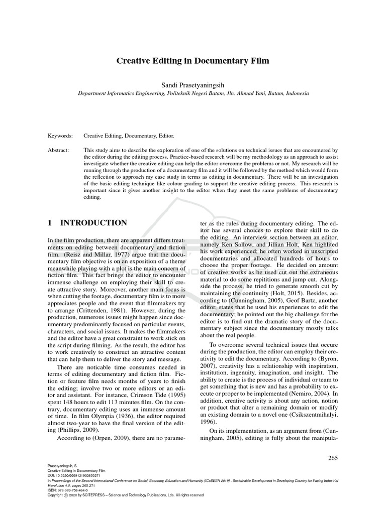 Creative editing in Documentary Film | PDF | Exposure (Photography ...