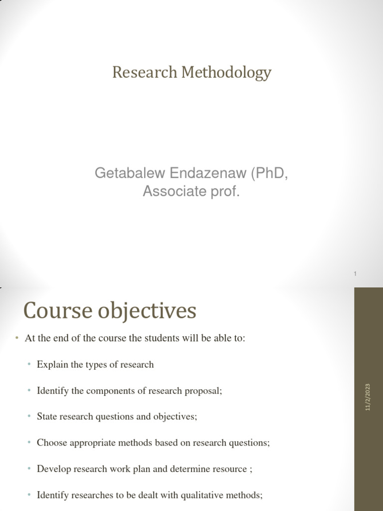 Research Methods Lecture 1 | PDF | Evidence Based Practice | Quantitative Research