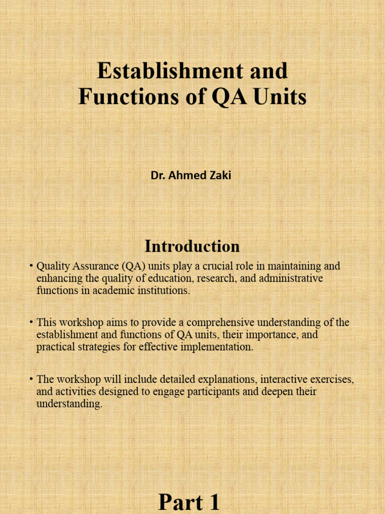 Establishment and Functions of QA Units | Download Free PDF | Quality Assurance | Audit