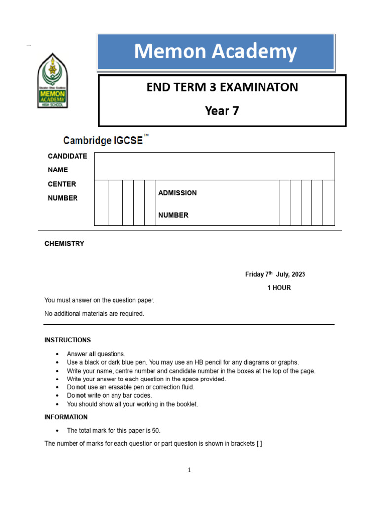 chemistry year 7 end term exam | Download Free PDF | Acid | Hydroxide chemistry year 7 end term exam | Download Free PDF | Acid | Hydroxide