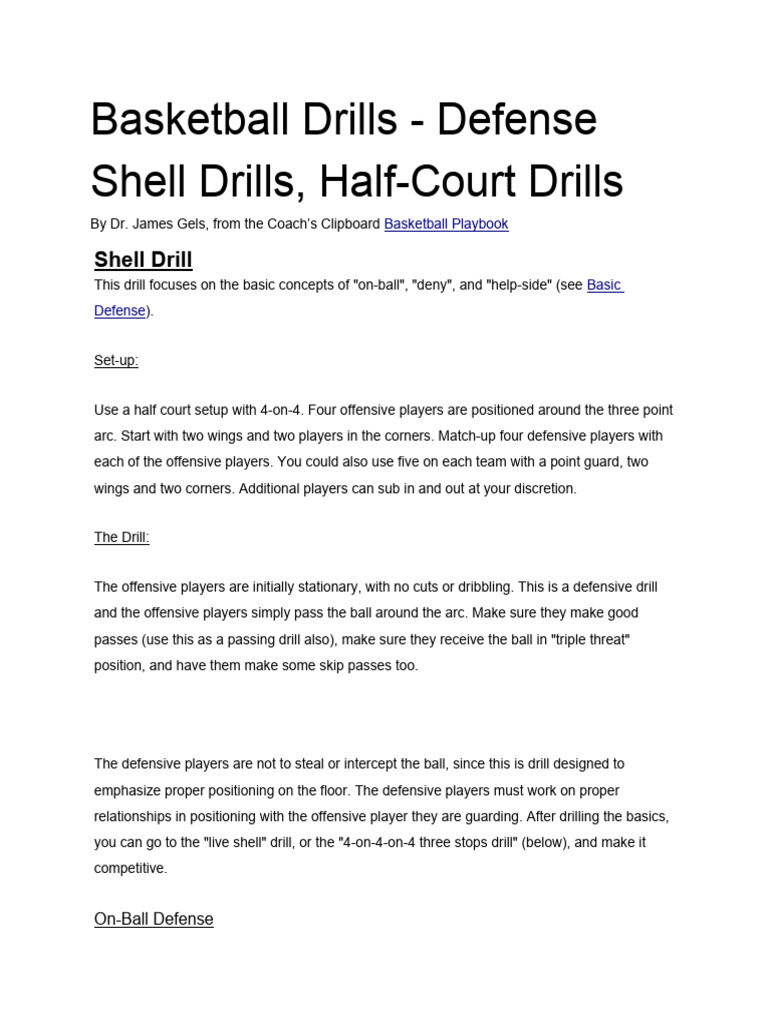 Defense-Shell-Drill | Download Free PDF | Indoor Sports | Athletic Sports