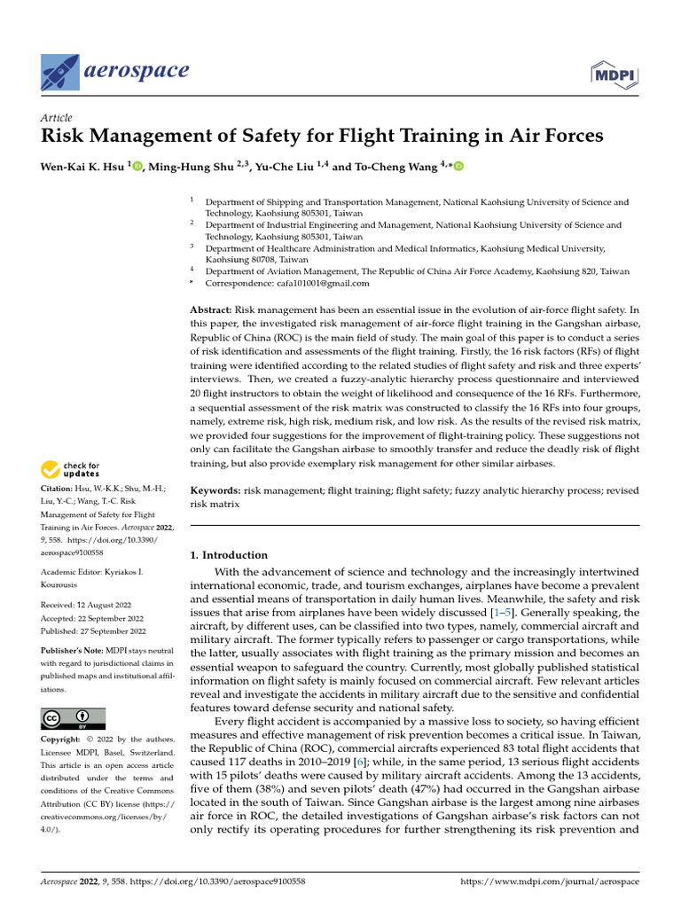Risk Management of Safety For Flight Training in A | PDF | Risk | Risk ...