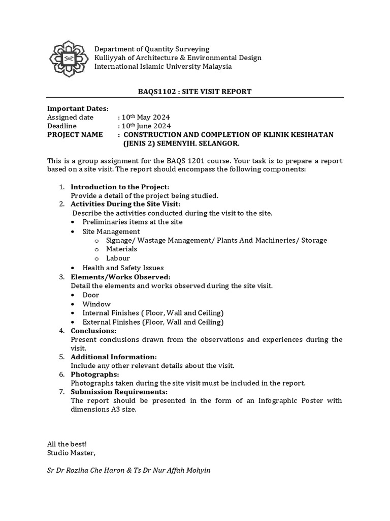 Site Visit Brief 13.5.24 | PDF | Technology & Engineering