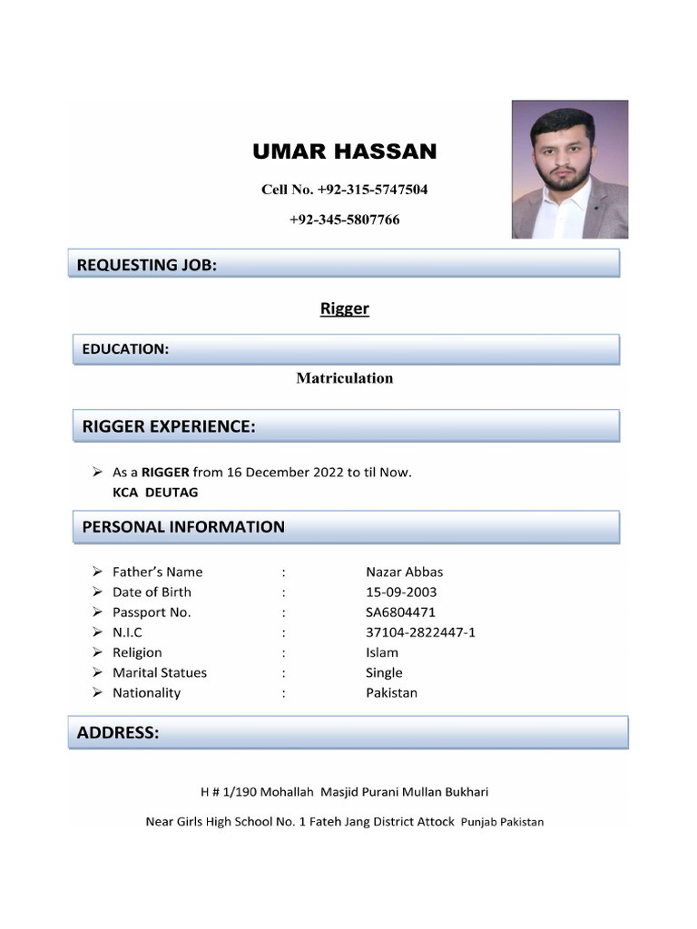 Umar Hassan CV | PDF