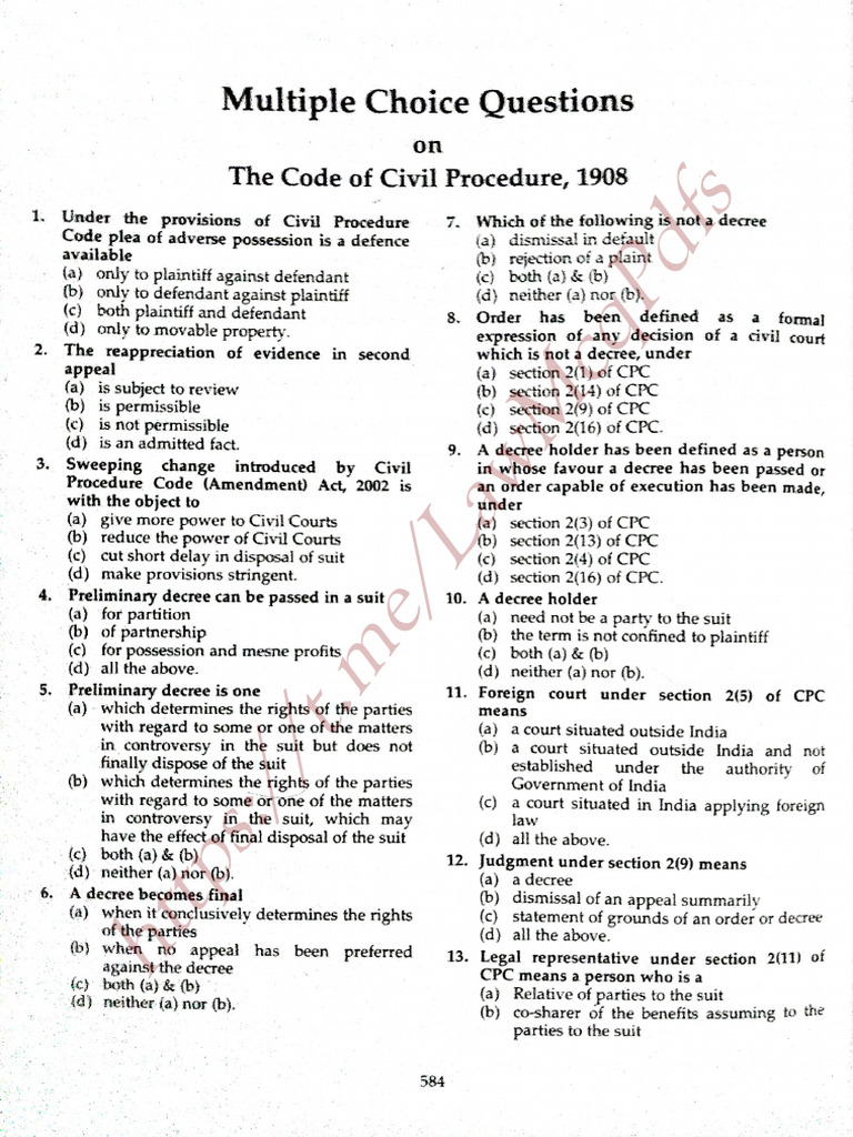 588 Mcqs - CPC | PDF