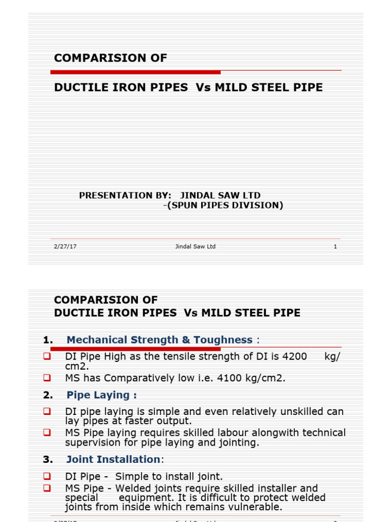 Ductile Iron vs Mild Steel Pipes | PDF | Pipe (Fluid Conveyance ...