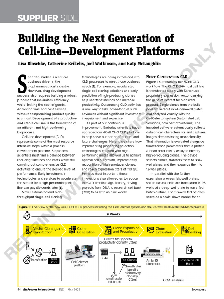 Building The Next Generation Of Cell Line Development Platform Pdf