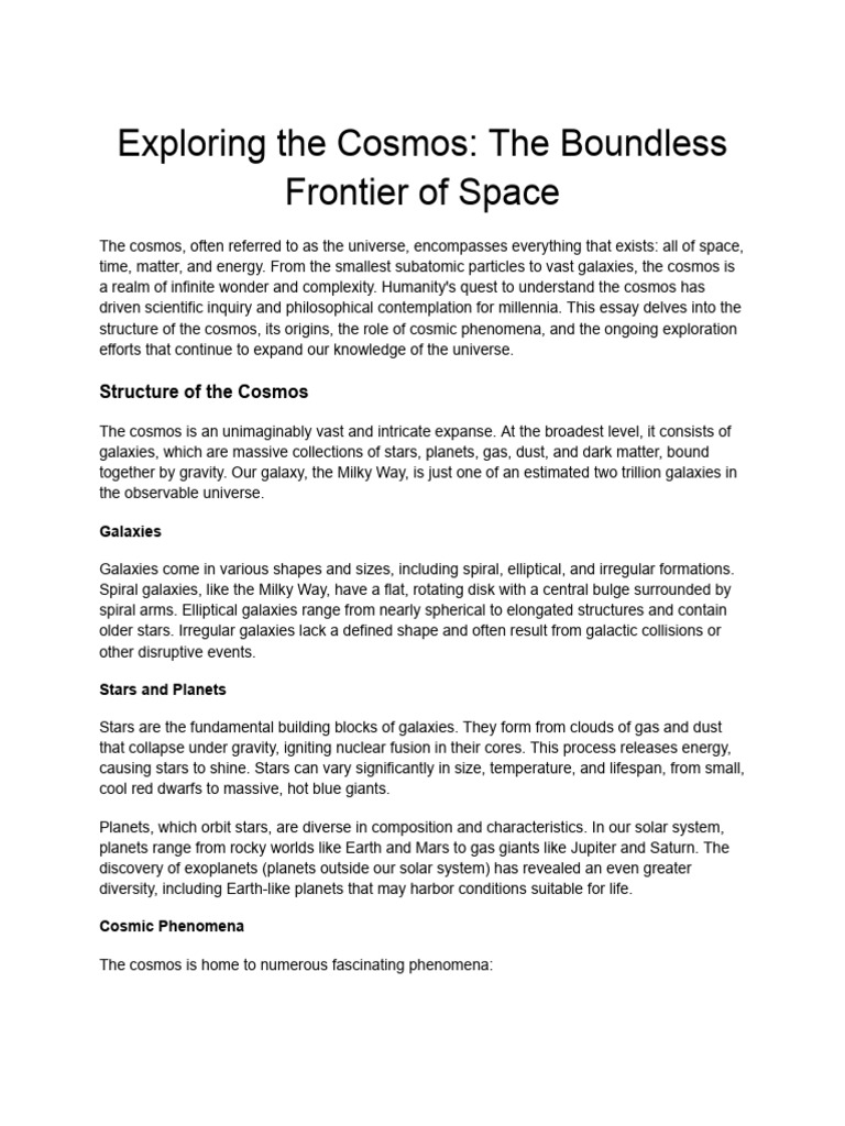 Exploring The Cosmos - The Boundless Frontier of Space | PDF | Galaxy ...