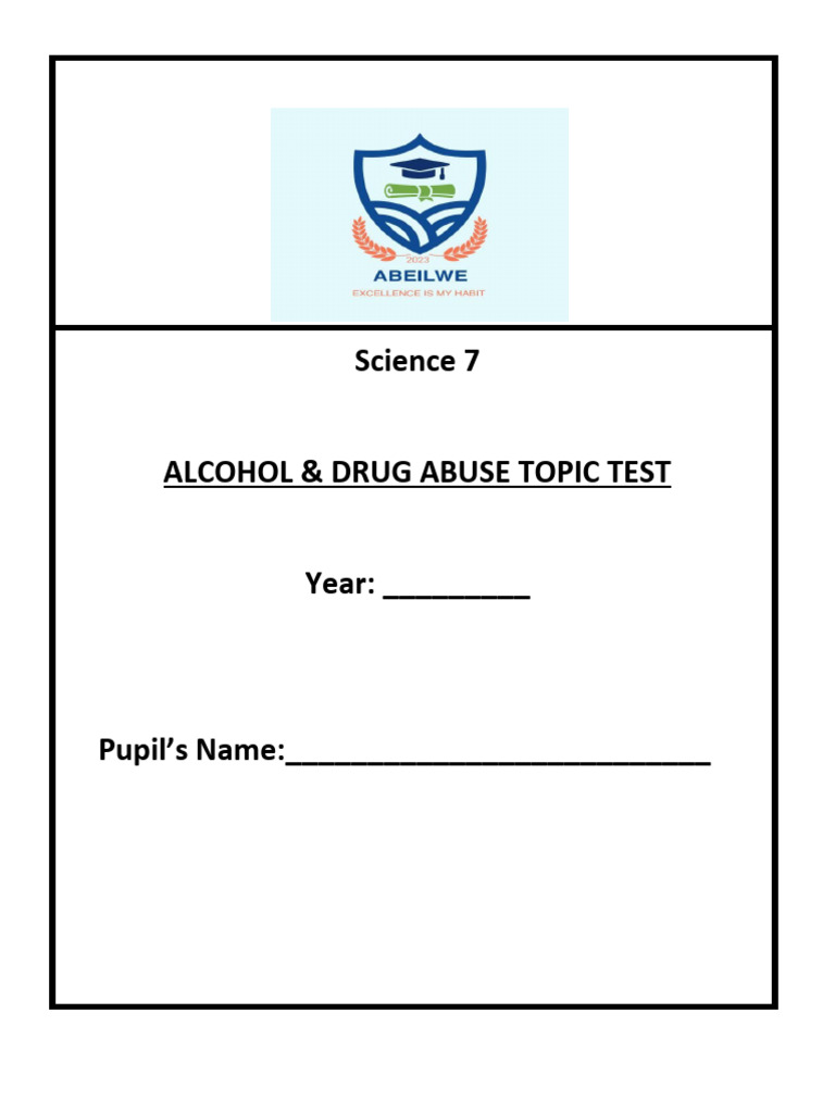 Grade 7 Alcohol and Drug Abuse Test | PDF | Substance Abuse | Alcoholism