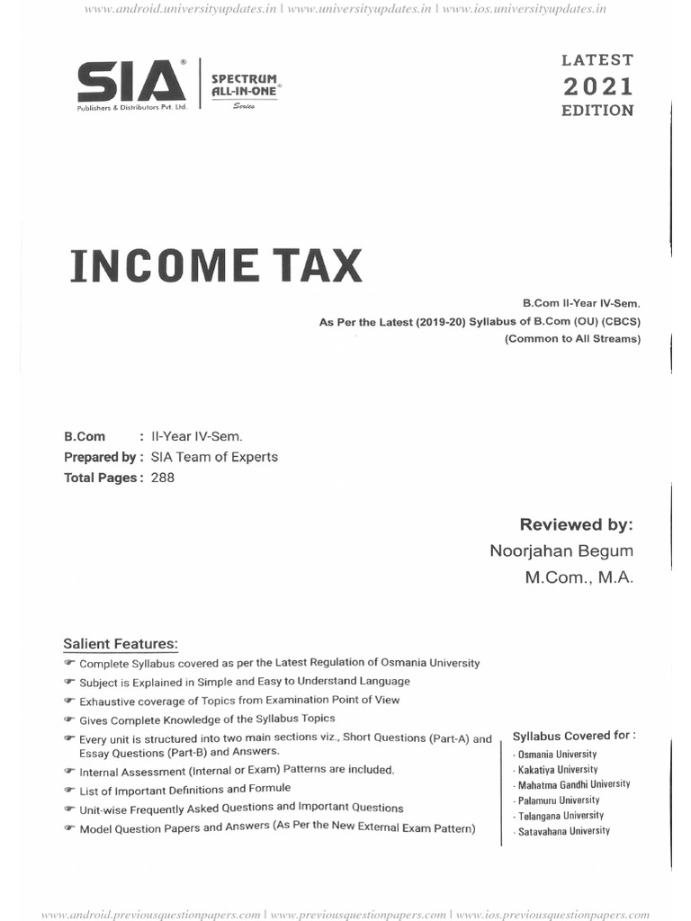 2nd Year 4th Semester Income Tax | PDF